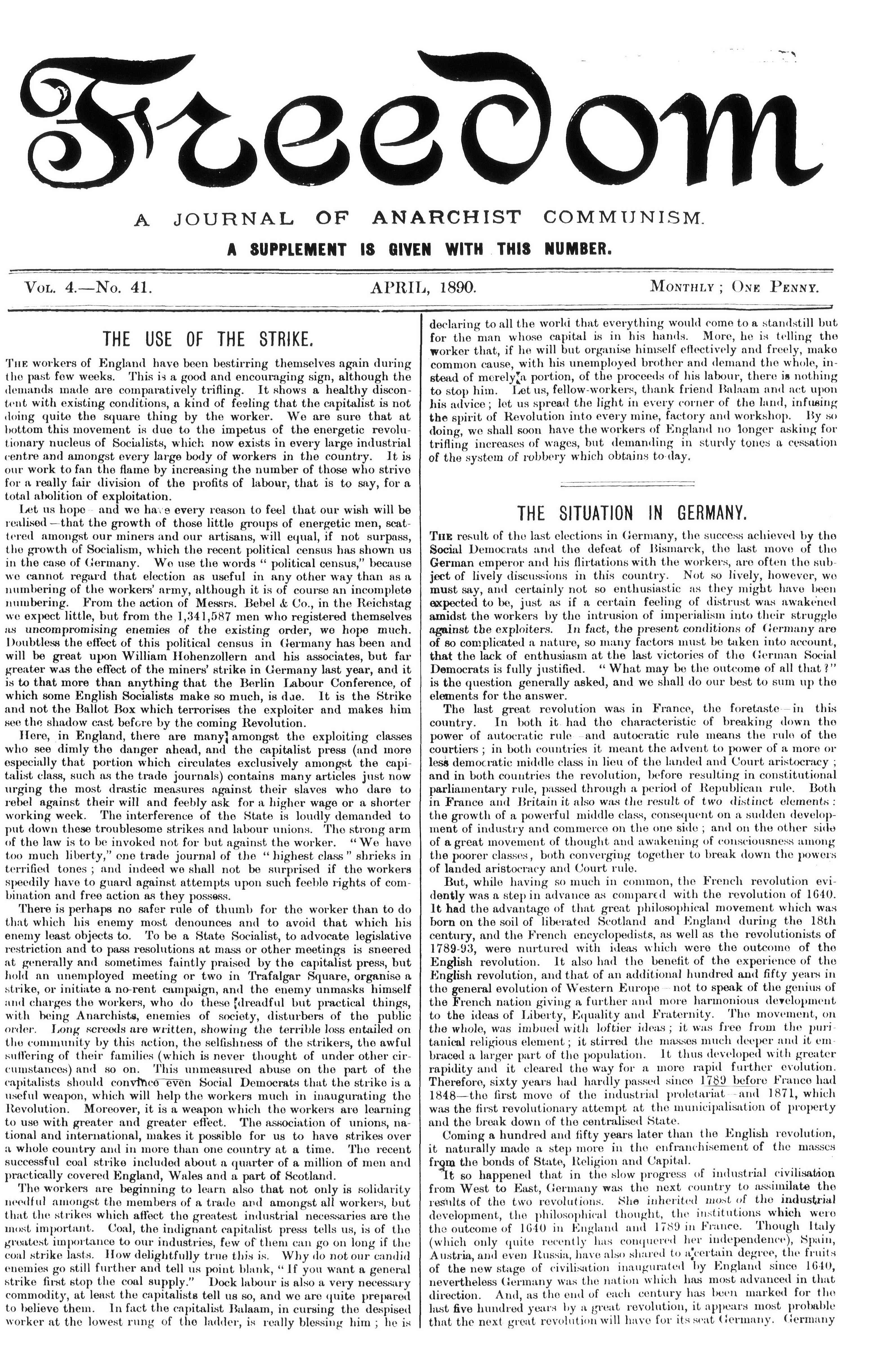 Freedom vol 4. no 41 (April 1890) | libcom.org